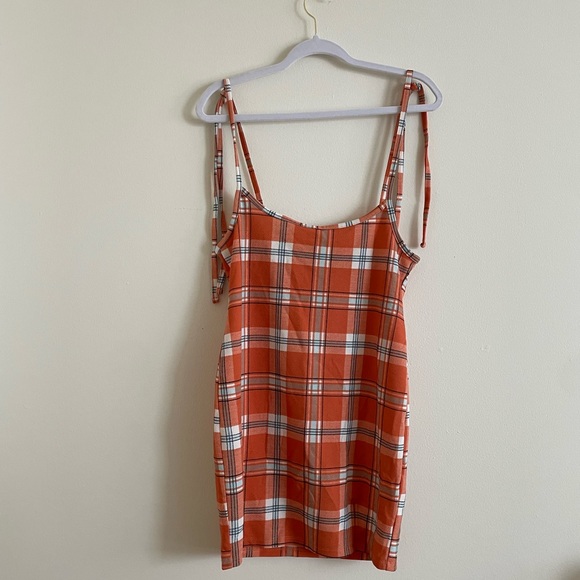 Almost Famous | Dresses | Almost Famous Orange Checkered Dress | Poshmark